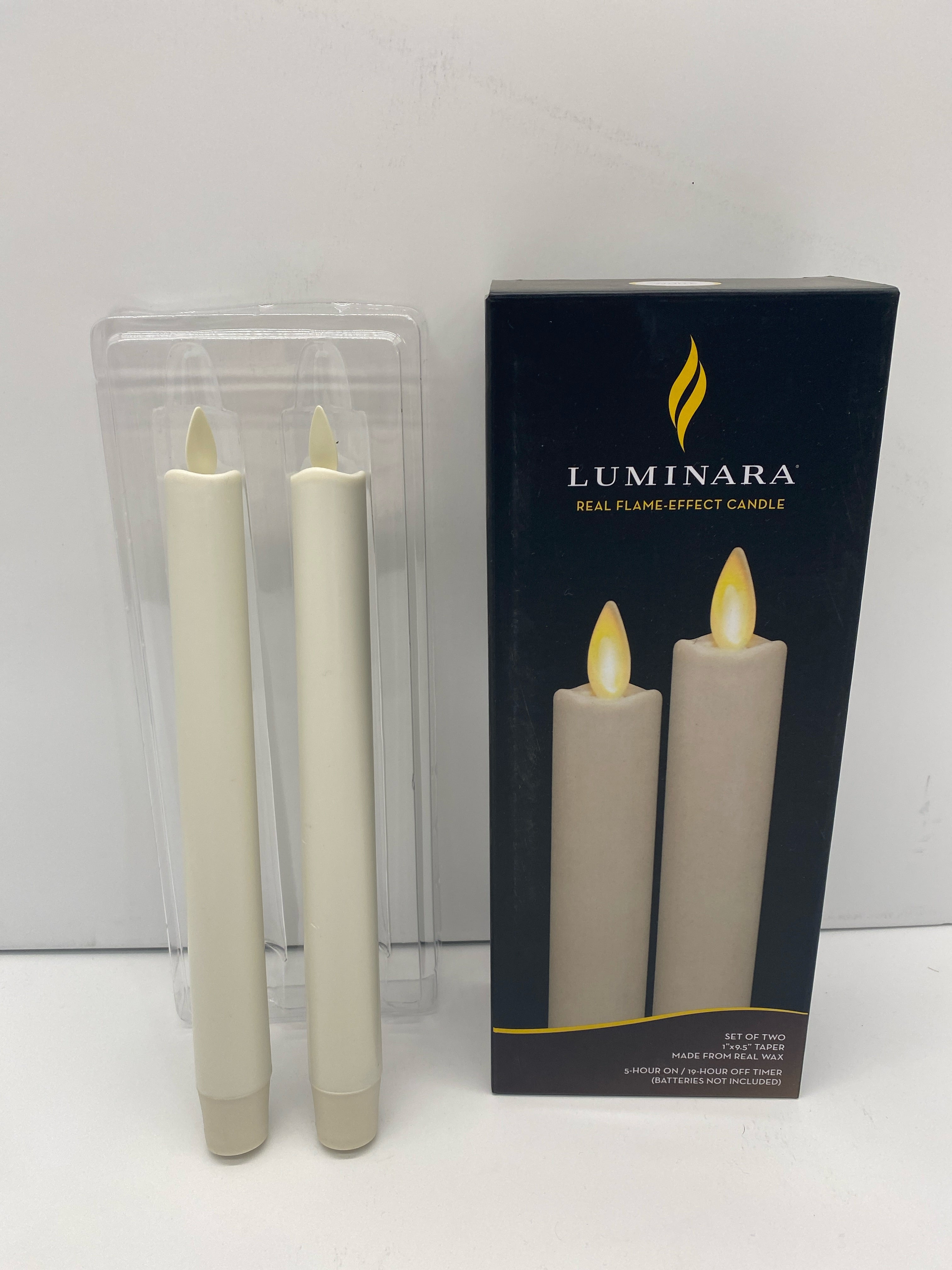 LUMINARA TAPER CANDLES WHITE 2PACK 9.5 "H – Consign & Design