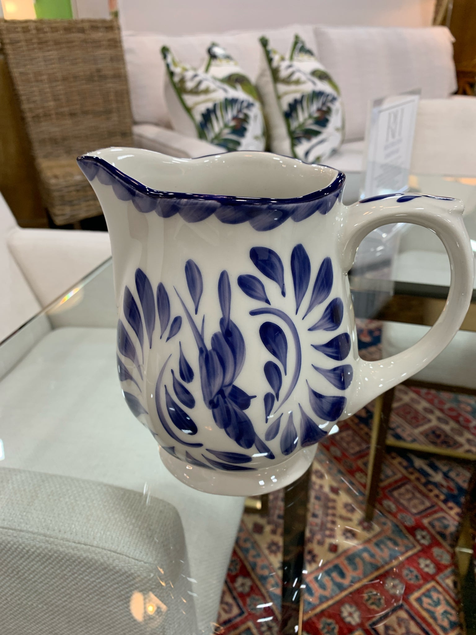 POTTERY BARN PITCHER BLUE AND WHITE ANFORA PATTERN – Consign & Design