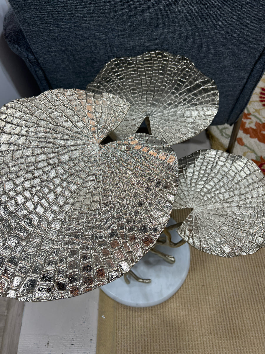 SIDE TABLE GOLD LILLY PAD WITH STONE BASE – Consign & Design