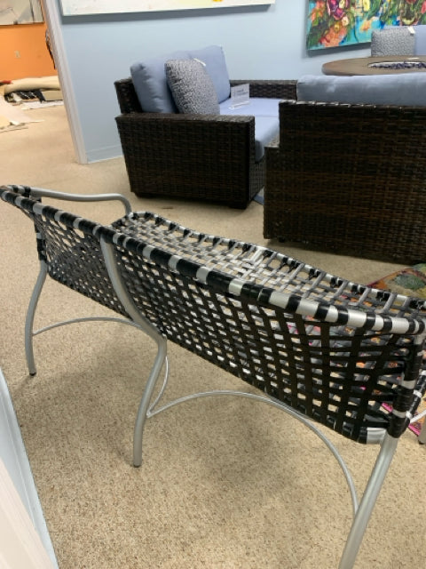 BROWN JORDAN VINTAGE LOVE SEAT TROPITONE LEILANI ALUMINUM BLACK STRAPS ...