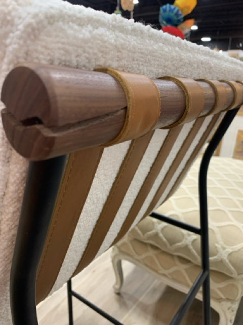 VAIL BAR STOOL BOUCLE FABRIC WALNUT WOOD IS CRACKED ACCENTS – Consign ...